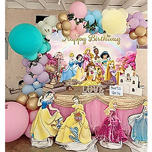 GCH Princess Themed Backdrop Colorful Princess for Girl Photography Background Baby Shower Princess Birthday Background (5X3FT)