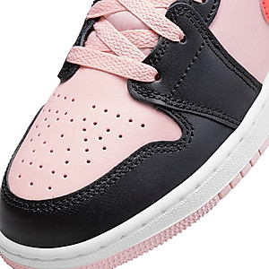 Nike boys Air Jordan 1 Mid Grade School, Atmosphere/Infrared 23 Black, 7 Big Kid