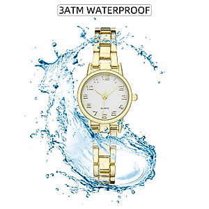 TWOPTION Womens Waterproof Wrist Watch,Women's Small Thin Analog Bracelet Quartz Watch Dainty Christmas Gifts (Gold-15#)