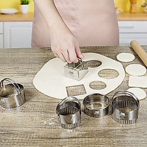 M JINGMEI Square Biscuit Cutter Set 1.75inch 2inch 2.25inch 2.75inch 3.25inch, Stainless Steel Cookies Cutter with Handle, Professional Baking Dough Tools,5pcs set