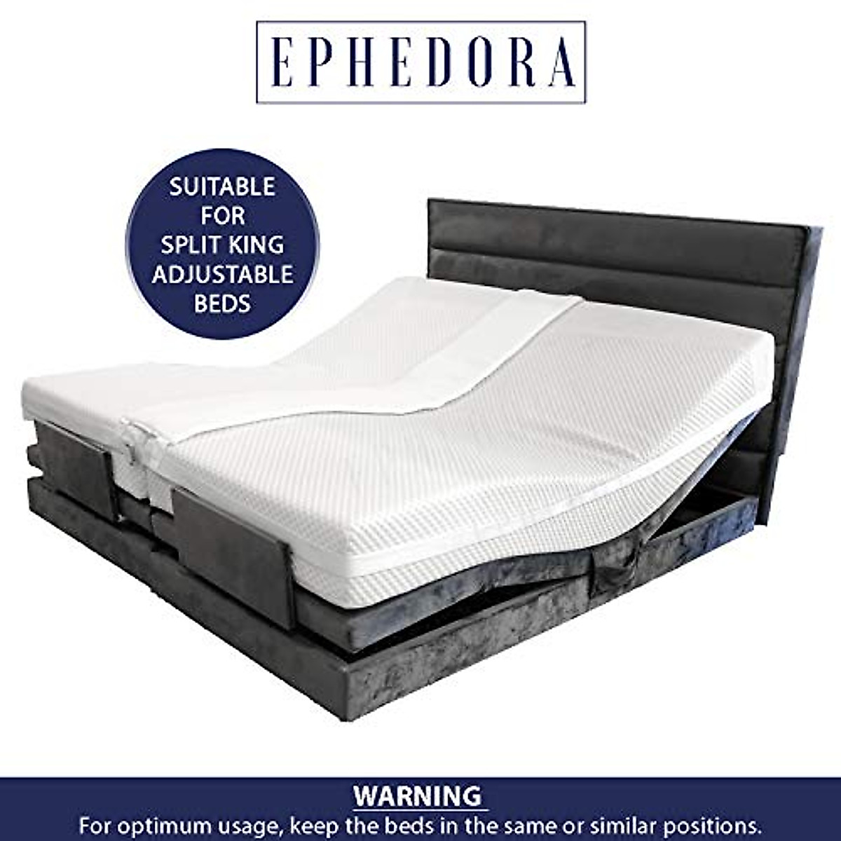 EPHEDORA 10" Extra Wide Bed Bridge Connector | Twin to King Converter Kit with Strap | Adjustable Mattress Connector for Bed | 25D Memory Foam | 10" Design | Non-Slip | Storage Bag Included