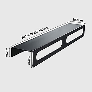 FVRTFT Shower Rack with Towel Rack Bath Caddy Self Adhesive Bath Shelf Without Drilling Wall Mounted Space Aluminum for toilets bathrooms-black_300mm