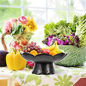 DOITOOL Fruit Tray Ceramic Footed Fruit Bowl: Lotus Shaped Snacks Plate Decorative Dessert Cake Serving Bowl Appetizers Platter Tray for Home Party Kitchen Ceramic Fruit Bowl