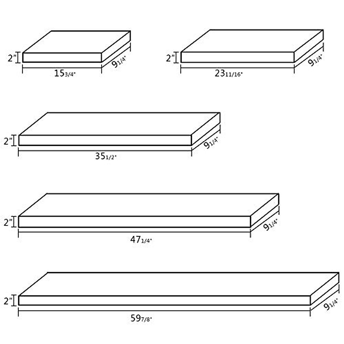 WELLAND New Chicago Floating Shelf, White Floating Wall Shelf Ledge Shelf, 60-inch, White
