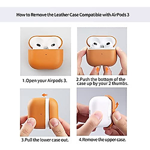 AirPods 3 Leather Case Cover, Docco Jette Fully-Wrapped Italian Genuine Leather Case for Apple AirPods 3,Supports Wireless Charging Front LED Visible