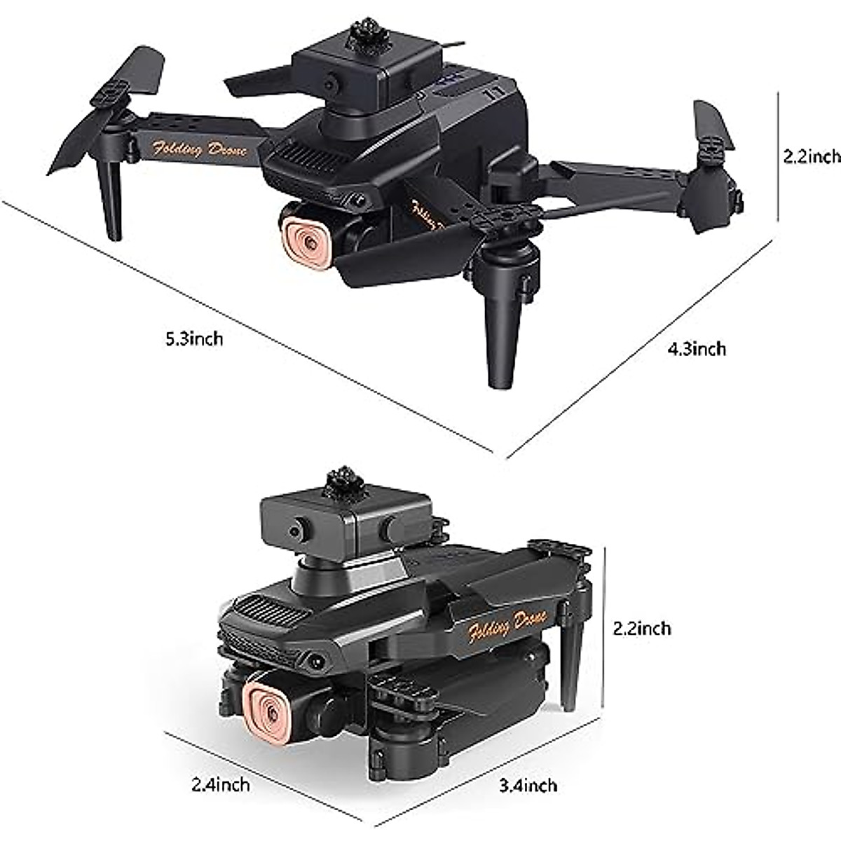 Drone With Dual 1080P HD FPV Camera Remote Control With Altitude Hold, Headless Mode, Start Speed Adjustment, Mini Drone Toys Gifts For Boys Girls (C Black(Dual Camera))