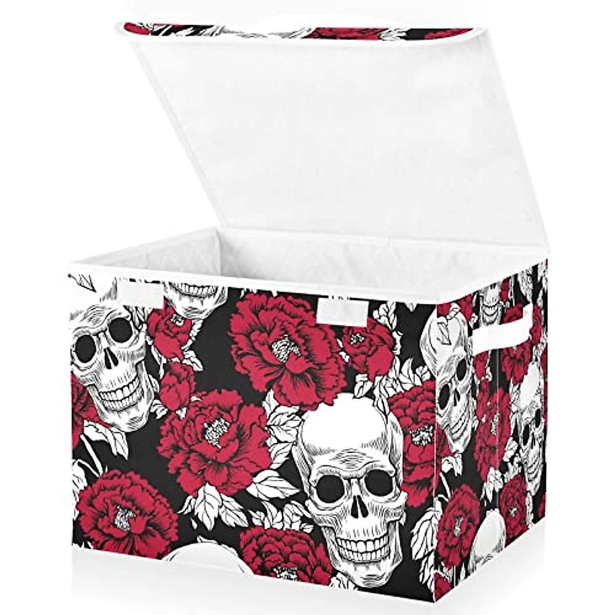 innewgogo Day Of The Dead Gold Skull Storage Bins with Lids for Organizing Closet Organizers with Handles Oxford Cloth Storage Cube Box for Toys
