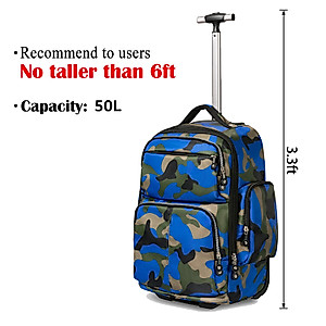 20 inches Big Storage Multifunction Travel Wheeled Rolling Backpack Luggage Books Laptop Bag by HollyHOME