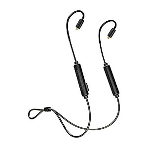 MEE audio BTX2 Bluetooth Wireless MMCX Adapter Cable with aptX & aptX Low Latency, Microphone & Remote, Bluetooth 5.0, IPX5 Sweat Resistance, Black (BTX2-BK)