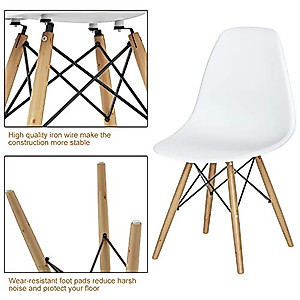 Giantex Dining Chairs Set of 2 White, Pre Assembled Mid Century Modern Dining Chairs with Wood Legs, Armless Kitchen Chairs, Plastic Dining Side Chair for Dining Room, Kitchen, Living Room