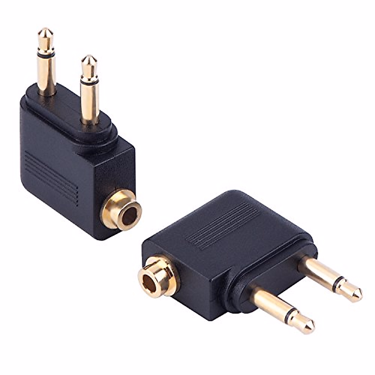 eBoot Airplane Airline Flight Adapters for Headphones (3 Pack, Golden Plated)