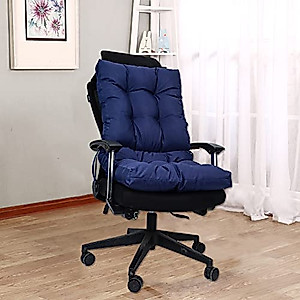 Outdoor Seat/Back Chair Cushion Tufted Pillow with Ties, 42 x 21”Tufted High Back Patio Chair Cushions All Weather Soft Thicken Rocking Chair Cushion for Indoor Outdoor Furniture (Navy Blue)