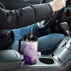 FRCSDIY Marble Insulated Tumbler with Handle and Straw Lid,40oz Leakproof Stainless Steel Cup BPA-Free Water Bottle