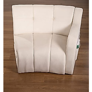 Legend Vansen Velvet Floor Sofa 3 Seats Symmetrical Modular Legless Corner Curved Round couches Sectional, 127", Cream