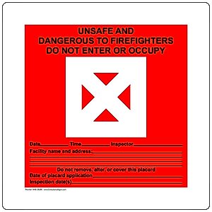 ComplianceSigns.com Dangerous to Firefighters Sign, 24x24 inch Reflective Aluminum for Fire Safety/Equipment