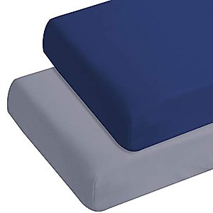 Crib Sheets for Boys 2 Pack, Baby Crib Sheets for Standard Crib Mattress & Toddler Bed, Cozy Breathable Fitted Crib Sheet Set for Baby Boy (28''x 52''x 8''), Grey and Navy