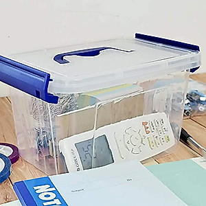 Xowine 3 L Clear Storage Box, Small Plastic Storage Latch Boxes, 6-Pack