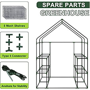 BBBuy 2-Tier Mini Greenhouse 8 Shelves Garden Plant Flower House Grow Tent Indoor Outdoor with PE Cover and Roll-Up Zipper Door Greenhouse, Grow Plant Herbs Flowers Warm House