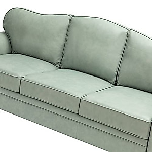 HULALA HOME 81'' Upholstered Leather Sofa with Nailhead Trim and Rolled Armrests, Mid-Century Modern Living Room 3-Seater Couch, Sage Couch with Removable Cushion for Bedroom Apartment