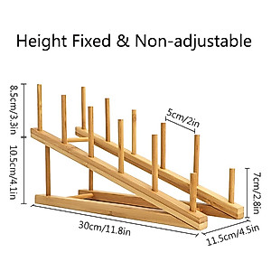TIE-DailyNec 2 PCS Wooden Dish Rack Bamboo Drying Rack Dish Plate Rack Stand Pot Lid Holder Kitchen Cabinet Organizer for Dish Plate Bowl Cup Pot Lid Cutting Board