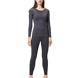 DEVOPS Women's Thermal Underwear Long Johns Top & Bottom Set (Medium, Charcoal)