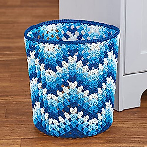 Collections Etc Crochet Chevron Pattern Decorative Wastebasket