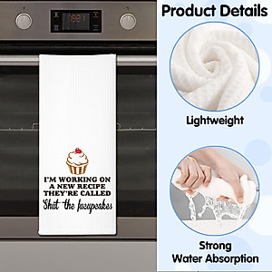 RZHV I'm Working on A New Recipe They're Called Shut Kitchen Towel, Funny Cake Housewife Dish Towel Gift for Women Sisters Friends Mom Aunty Hostess Cake Lover, Housewarming New Home