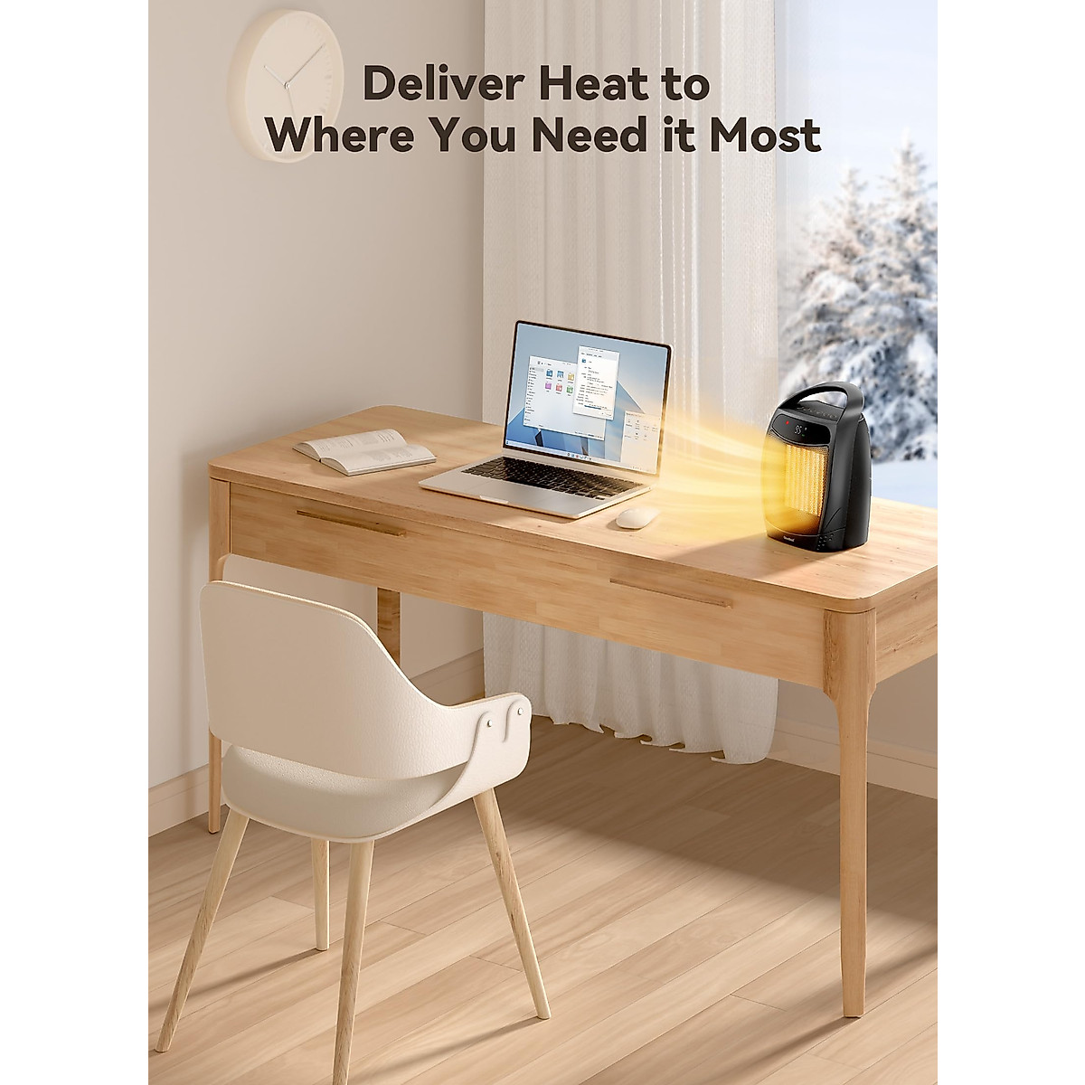 GiveBest Space Heater, 1500W Portable Electric Heaters for Indoor Use, Heater for Office with Remote Thermostat, ECO Mode, 12H Timer, Quiet Safe Small Heater for Bedroom Living Room