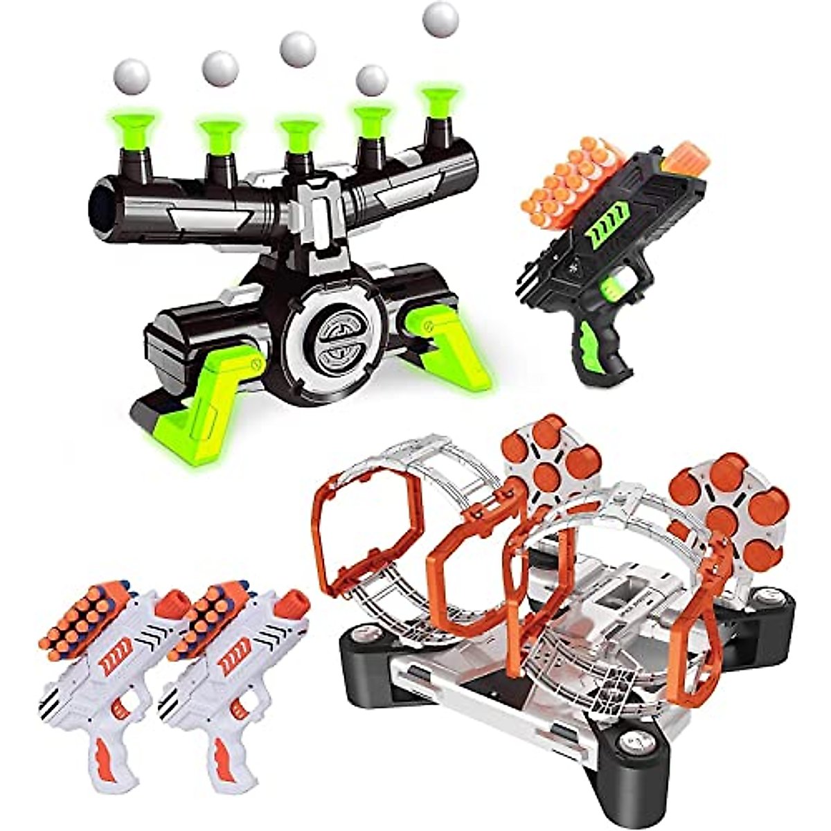 USA Toyz Astroshot Shooting Game Bundle - Astroshot Zero GX Glow in the Dark Floating Target with 1 Foam Dart Gun and Astroshot Gyro with 2 Foam Dart Guns and Rotating Target, Includes Darts and Balls