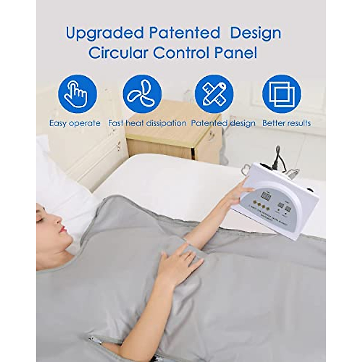 PINJAZE Sauna Blanket Infrared Zipper Oxford Cloth Upgraded Version Professional Detox & Heat Therapy Blanket with Smart Remote (US 110V,71×32 Inches)