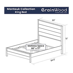 Grain Wood Furniture Montauk Solid Wood Bed, King Size, Rustic Walnut