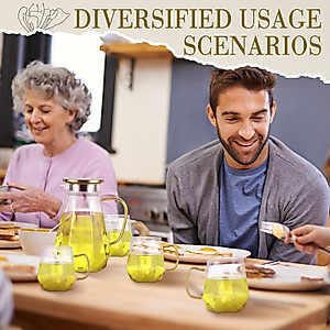 Mumufy 5 Pcs Glass Pitchers Set, 50 oz Borosilicate Glass Pitcher with 4 Cups Diamond Design Water Pitcher with Handle and Stainless Steel Lid Glass Kettle Durability Glass Carafe for Tea Coffee Juice