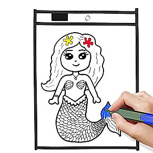 Dry Erase Pockets Oversize 10x14 Pockets Reusable Dry Erase Board Sleeves Black Worksheet Sleeves Perfect for Classroom Organization Ideal for Office and School Work,6 Pack