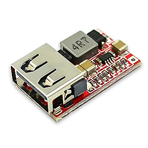 ALAMSCN DC-DC Buck Converter Car USB Charger Module 6-24V 12V 24V to 5V 3A Step Down Voltage Regulator Power Supply Module(Pack of 5) Red