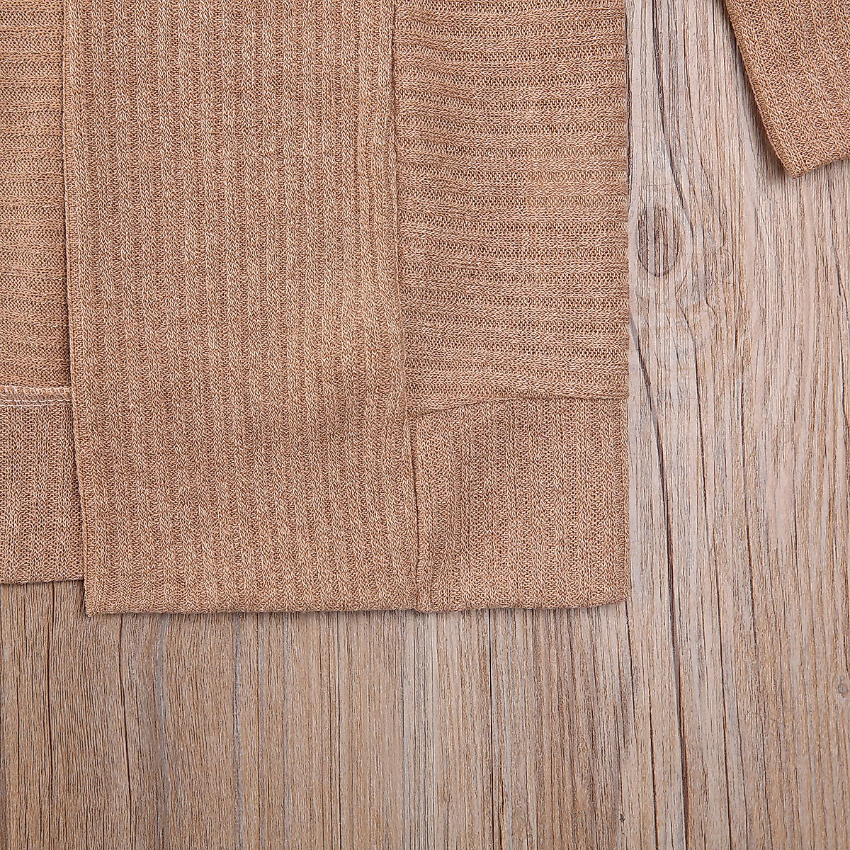 Cutoluca Toddler Baby Girl Knitted Sweater Long Sleeve Cardigan Open Front Coats Fall Winter Kids Solid Long Jacket (Khaki, 6-7 Years)