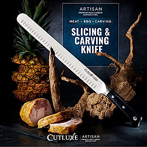 Cutluxe Slicing Carving Knife – 12" Brisket Knife, Meat Cutting and BBQ Knife – Razor Sharp German Steel – Full Tang & Ergonomic Handle Design – Artisan Series
