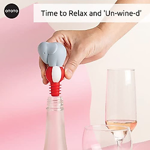 OTOTO Phil - Wine Stopper - Keep Wine Fresh with Reusable Wine Bottle Stoppers - Replace Wine Cork with BPA free Silicone Wine Plug - Fits Standard Sized Wine Bottles - Air tight - 3.6 x 1.6 x 2 inch