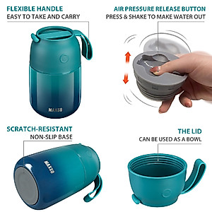 MAXSO Soup Thermo for Hot & Cold Food for Adults Kids, 17 oz Vacuum Insulated Steel Lunch Container Bento Box with Spoon, Leakproof Thermal Food Jar for School Office Travel - Blue Green