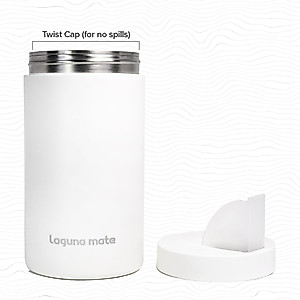 Laguna Mate Yerbero Yerba Mate Container with Easy to Open Twist Cap and Pour Spout - Container for Sugar and Coffee Dispenser - Yerbero Para Mate - Yerbera de Mate (White)