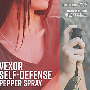 Zarc Vexor Police Strength Pepper Spray, Flip-Top Finger Grip, 20+ Shots, 10-12 Ft. Range - 4 Pack | Multi Color