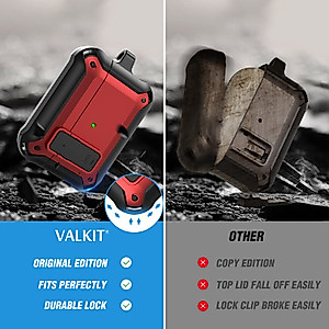 Valkit for Airpods Pro Case Cover with Lock, Military Armor Series Full-Body AirPod Pro Case with Keychain Cool Air Pod Pro Shockproof Protective Case for AirPods Pro 2019, Black/Red