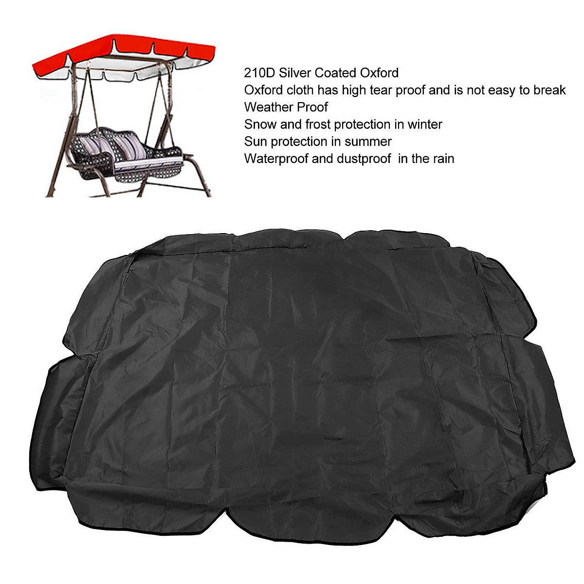 Porch Swing Canopy,Swing Chair Canopy Replacement,Outdoor Swing Canopy Cover,55.91x47.24x7.09in,Waterproof 3 Seater Garden Swing Seat Canopy Cover,for Outdoor Patio Garden Poolside Balcony