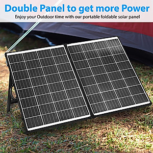 SerenelifeHome Serenelife 200 Watt Portable Solar Panel Kit, Foldable Monocrystalline Briefcase Set with 20A PWM Controller Black