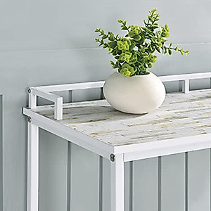 OSP Home Furnishings Brighton Console Table, Mosaic Top and White Metal Frame