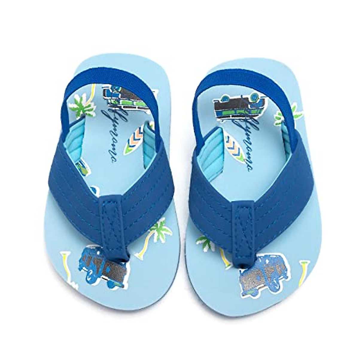 Luffymomo Unisex Kids Open-Toe Sandals Summer Beach Water Slides Flip Flops(Toddler/Little Kid)(3 Infant Royal Blue & Lt Blue)