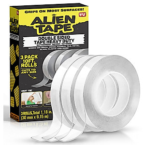 Alientape Nano Double Sided Tape, Multipurpose Removable Adhesive Transparent Grip Mounting Tape Washable Strong Sticky Heavy Duty for Carpet Photo Frame Poster Décor As Seen On TV