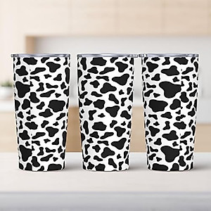 IYERSKD Cow Print Black and White 20 oz Stainless Steel Tumbler Vacuum Insulated Leakproof Travel Mug for Car Office Gym