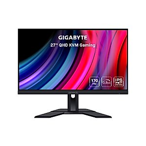 GIGABYTE M27Q-SA-R 27" 170Hz 1440P KVM Gaming Monitor, 2560 x 1440 SS IPS Display, 0.5ms (MPRT) Response Time, HDR Ready, FreeSync Premium, 1x Display Port 1.2, 2X HDMI 2.0, 1x USB Type-C (RENEWED)