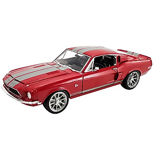 1968 Shelby GT500 KR Restomod Candy Apple Red w/Silver Met. Stripes New School Ltd Ed to 1254 Pieces 1/18 Diecast Model Car by Acme A1801850