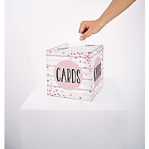 Buildinest Pink Heart Card Box - Pink Heart Gift Cards Box Holder, Party Favor, Decorations, Wedding, Bridal And Baby Showers, Birthdays, Graduations Gift Box – 1 Set(fx02)